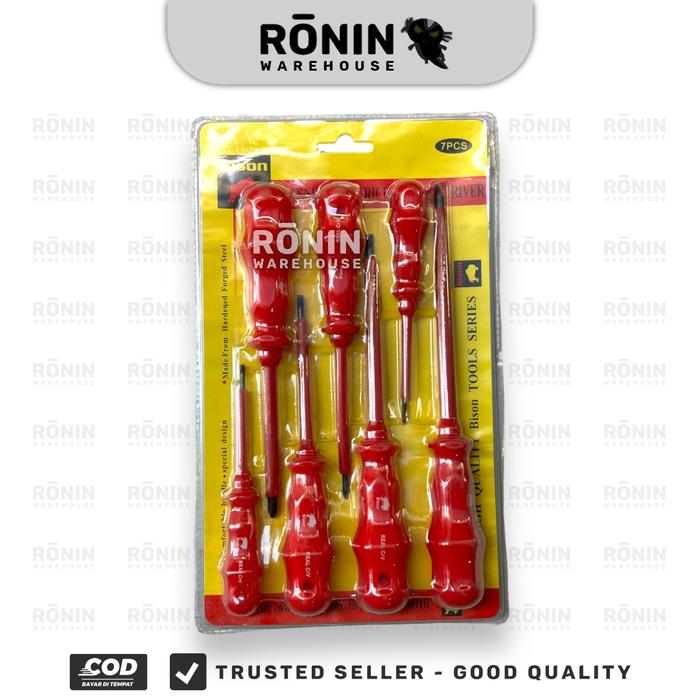 Jual BISON Obeng Elektrik Set 7 pcs Listrik Electric Screwdriver Plus ...