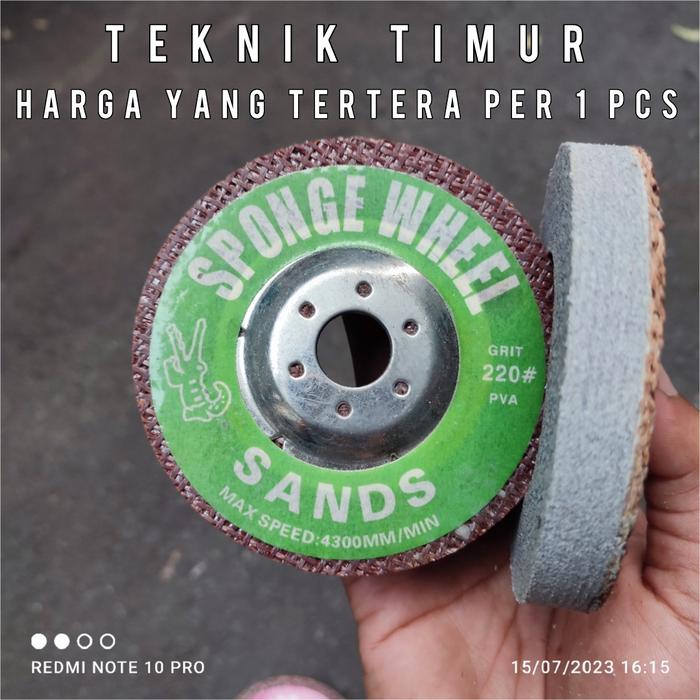 Jual mata gerinda grit 220 poles bepel kaca keramik 4 inch sponge wheel ...