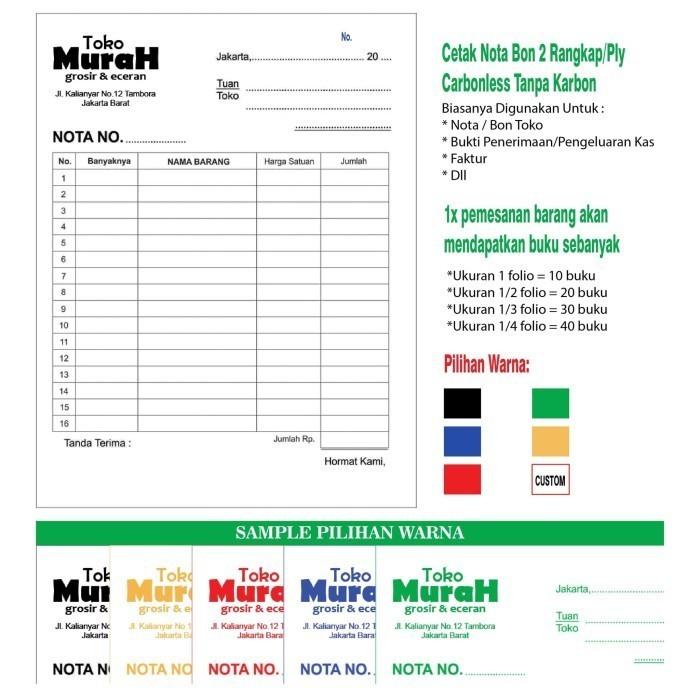 Jual Cetak Nota Invoice 1/4 Folio 3 Ply, 2 warna + Nomorasi - BOGOR ...