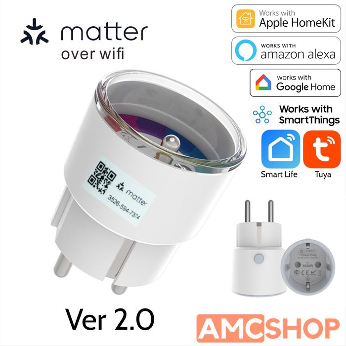 Jual AMC Tuya Smart EU Plug WiFi 16A Timer Energy Meter Stop Kontak ...