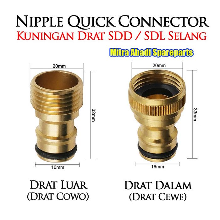 Jual Nipple Nepel Quick Connector 1/2" Kuningan SDD SDL Drat Dalam Luar ...