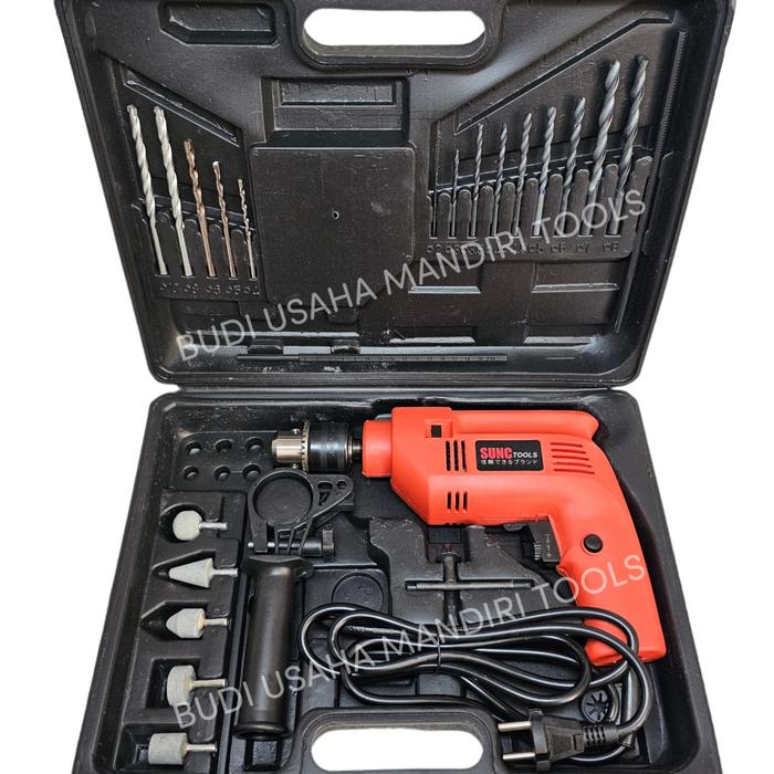 Jual MESIN BOR IMPACT DRILL LISTRIK 13MM SET ASESORIS LENGKAP -SUNC ...