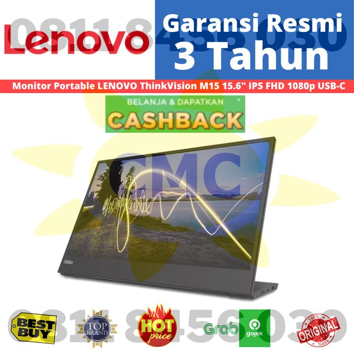 Jual Monitor Portable Monitor LENOVO ThinkVision M15 15.6" IPS FHD 60Hz ...