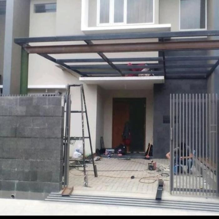 Jual kontruksi atap kanopi rangka baja wf 150 atap kaca tempret 10mm ...