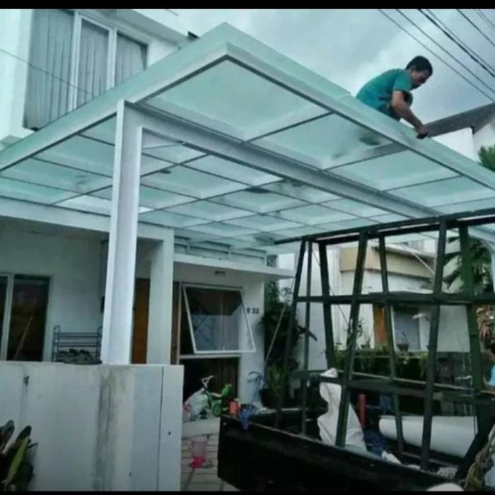 Jual atap kanopi rangka baja wf 150 + atap kaca tempret 10mm - Kota ...