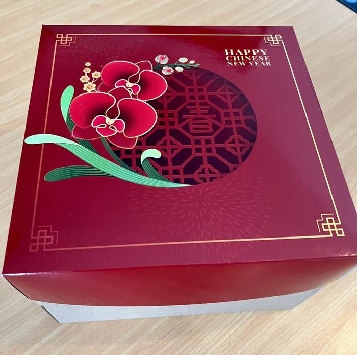 Jual Box Marmer Cake Red Flower Imlek CNY 25x25 Kotak Kue Lapis Legit ...