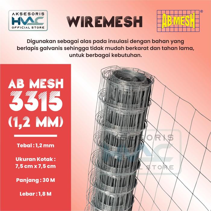 Jual Roofmesh Wiremesh Kawat Merek AB Mesh 3315 Tebal 1,2 mm Untuk ...