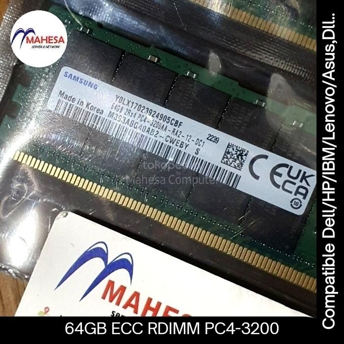 Jual RAM 64GB ECC REG DDR4 Samsung PC4-3200 PC3200 PC4-25600R Dual Rank ...