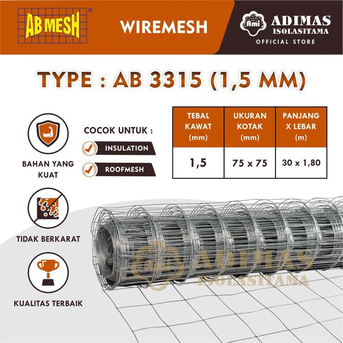 Jual Wiremesh Roofmesh Kawat Untuk Insulasi Merek AB Mesh 3315 Tebal 1 ...