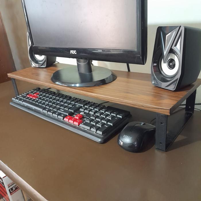 Jual Mewah Stand Monitor Alas Laptop Tatakan Imac Kayu Besi Rak Meja Pc ...