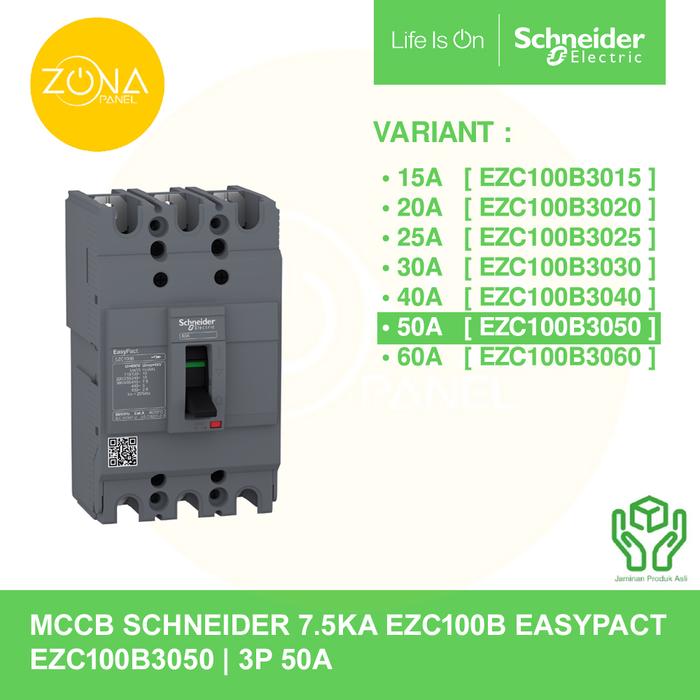 Jual MCCB SCHNEIDER EASYPACT EZC100B 3 PHASE 3P 50A EZC100B3050 ORIGINAL - Jakarta Pusat - ZONA ...