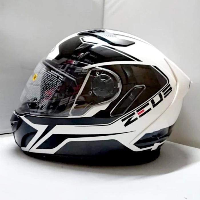 Jual helm besar big size XXL Zeus 813 white black hitam putih full face ...
