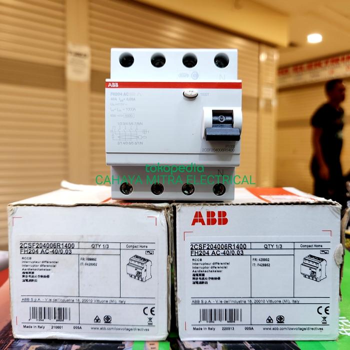 Jual RCCB ELCB ABB 4P 40 30mA 2CSF204006R1400 FH204 New Original [ PROMO ] - Jakarta Pusat ...