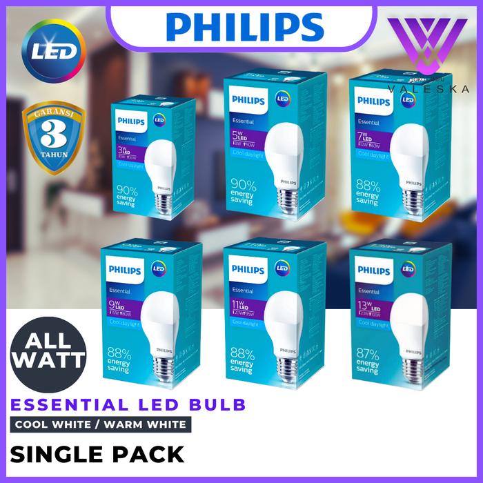 Jual Lampu LED Philips Essential Bohlam EssLed Ledbulb 3W 5W 7W 9W 11W ...