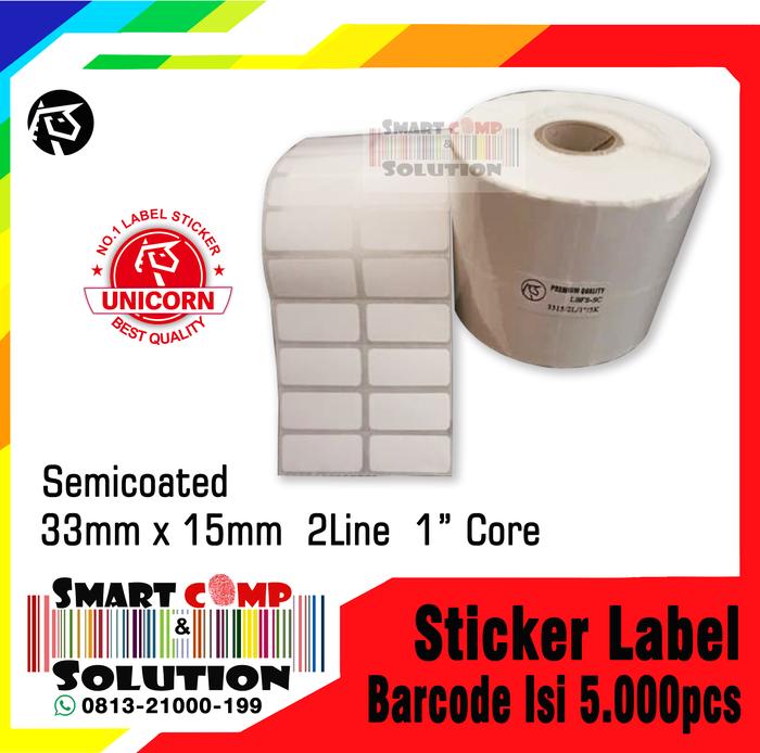 Jual LABEL PRINTER BARCODE 33X15MM - 33X15 MM - 2 LINE SEMICOATED ISI ...