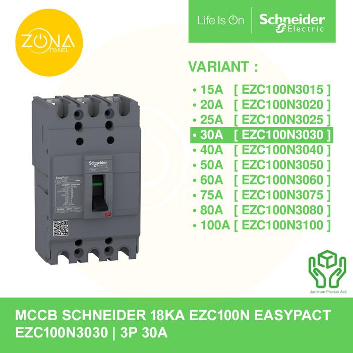 Jual MCCB SCHNEIDER EASYPACT EZC100N 3 PHASE 3P 30A EZC100N3030 ORIGINAL - Jakarta Pusat - ZONA ...