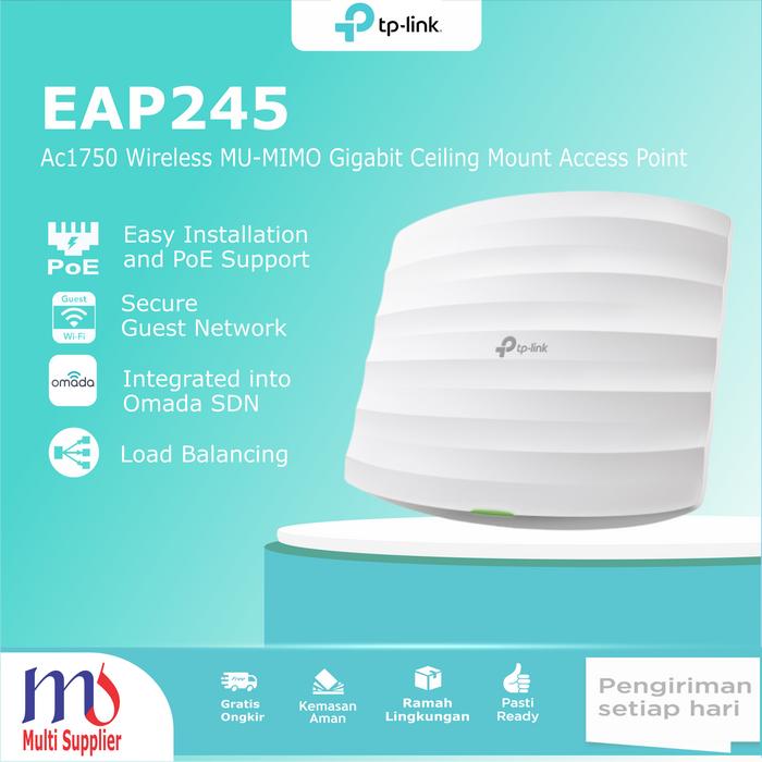 Jual TPLink EAP245 AC1750 Wireless Dual Band Gigabit Ceiling Mount ...