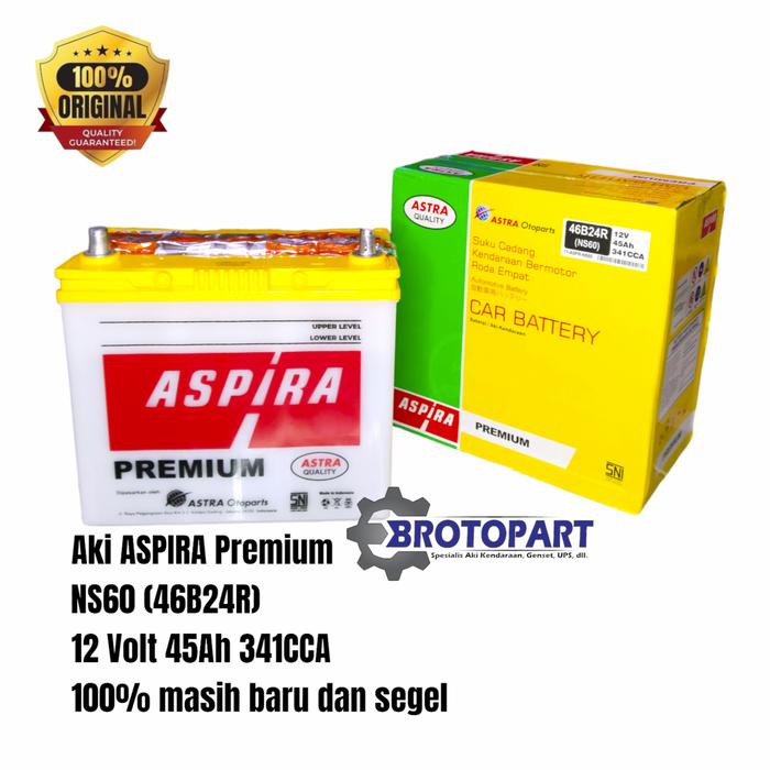 Jual Aki Mobil Aspira NS60 46B24R 12v 45Ah Accu Basah Original Astra - Jakarta Timur - Brotopart ...