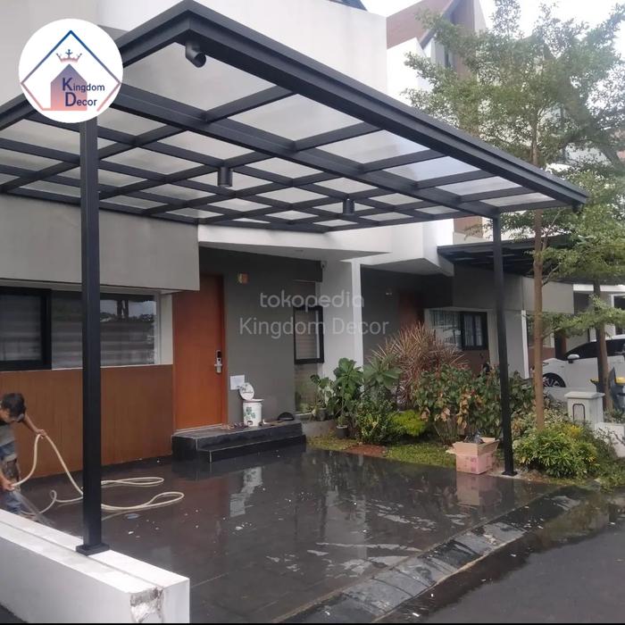 Jual KANOPI RANGKA BESI MODEL LIST PROFIL ATAP POLICARBONAT CLEAR ...