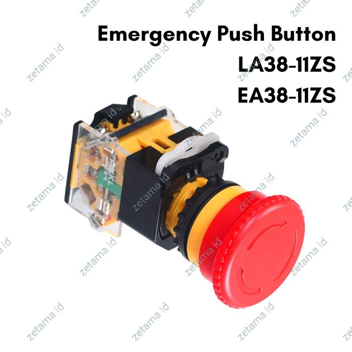 Jual Emergency Push Button 22mm LA38-11ZS NO NC Self Lock Reset ...