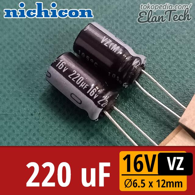 Jual Elco 220uF 16V Nichicon 220 uF Kapasitor Capacitor ElanTech ...