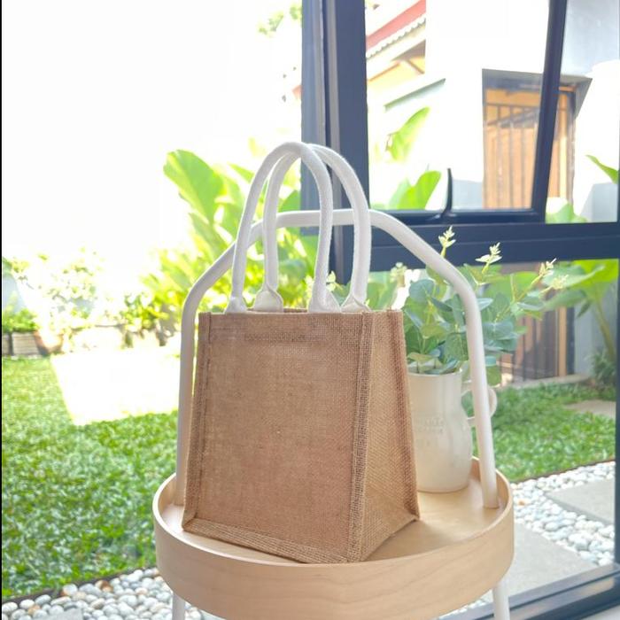 Jual Jute Bag Tas Goni Portrait Mini Polos Handle Putih - Jakarta ...