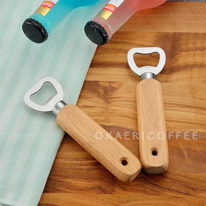 Promo Wooden Handle Bottle Opener / Alat Pembuka Botol Stainless Gagang ...