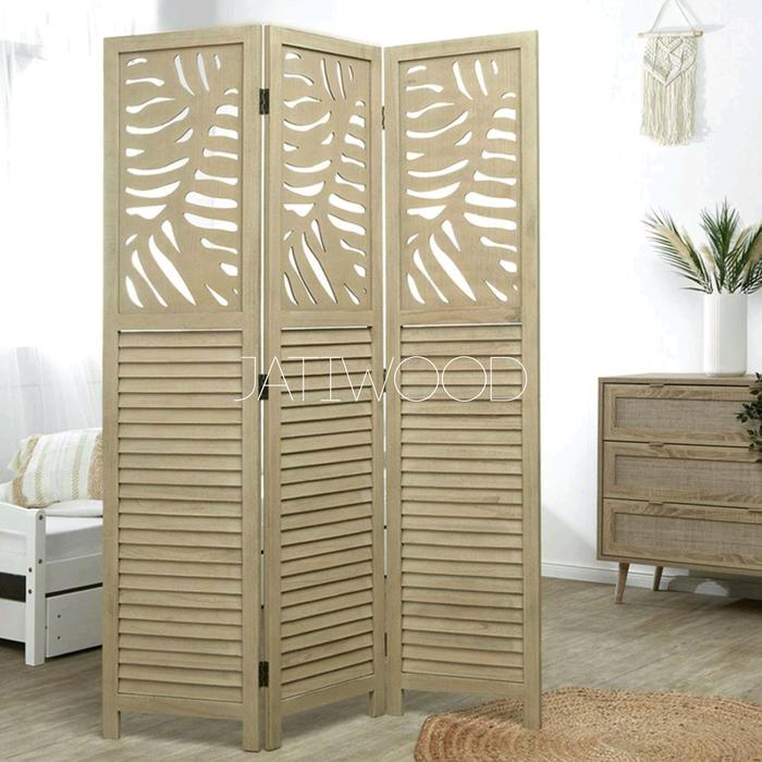 Jual Partisi ruangan kayu jati solid minimalis, sketsel modern motif ...
