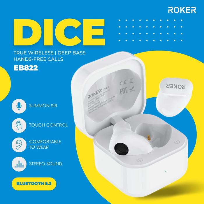 Promo TWS ROKER DICE EB822 TRUE WIRELESS DEEP BASS BLUETOOTH 5.3 ...