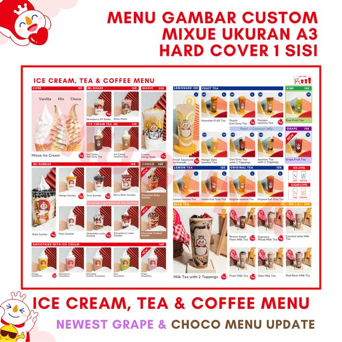 Jual Custom Menu Mixue Ice Cream & Tea A3 Hard Cover Laminated ...