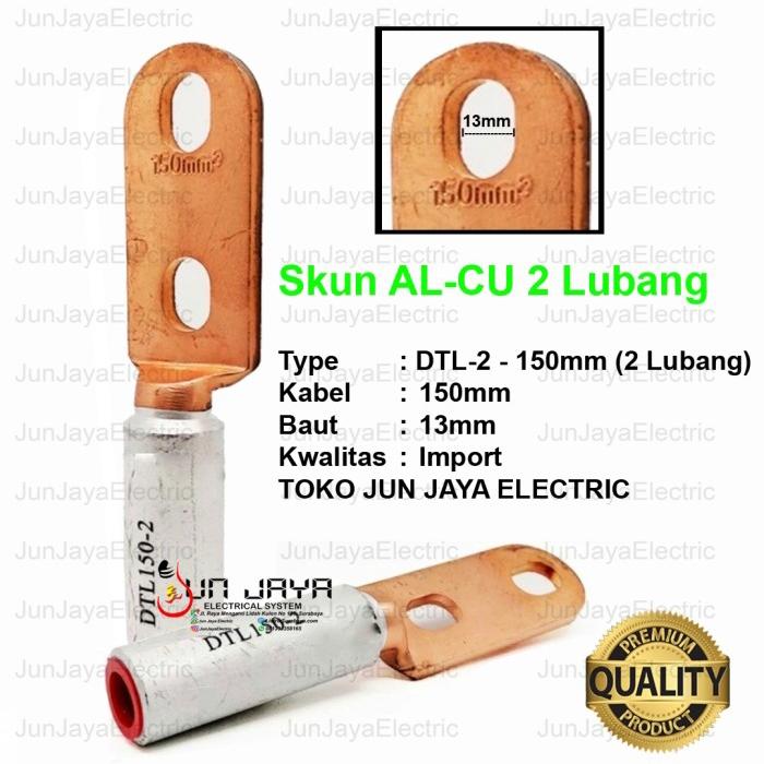 Jual Skun Kabel AL CU 150mm 2 Lubang merk DTL-2 import (Scun Bimetal ...