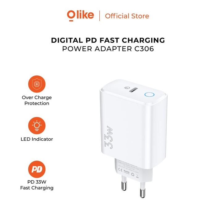 Jual Olike C306 Power Adapter Charger USB-C PD Fast Charging 33W Resmi ...