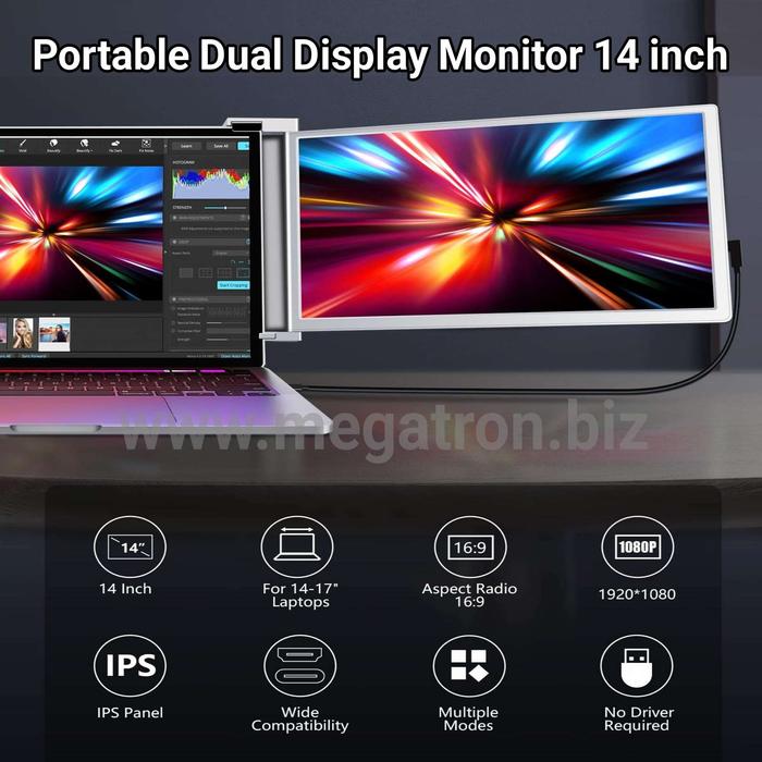 Jual Portable Dual Screen Monitor 14 inch (cocok utk laptop 14" - 17 ...