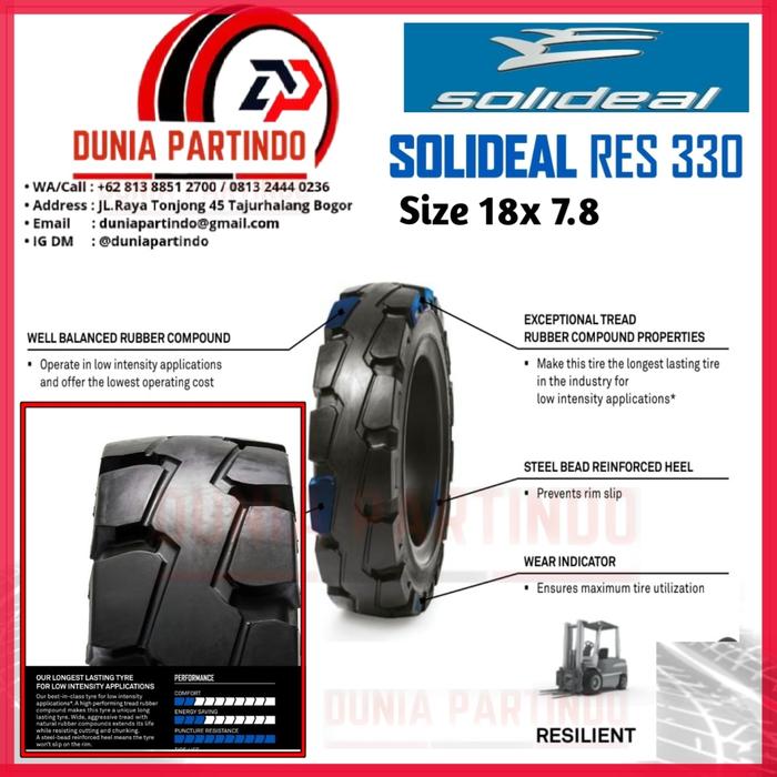 Jual Ban Solid Forklift SOLIDEAL RES330 18X7.8 Chat Stok Info Harga Diskon - Kab. Bogor - Dunia ...