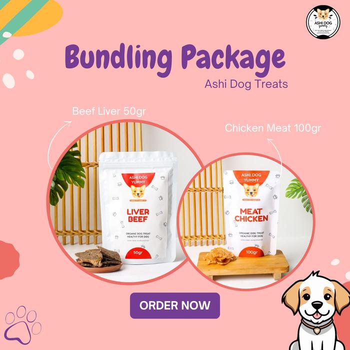 Promo PAKET BUNDLING ASHI Dog Treats Jerky Beef Liver + Chicken Meat ...
