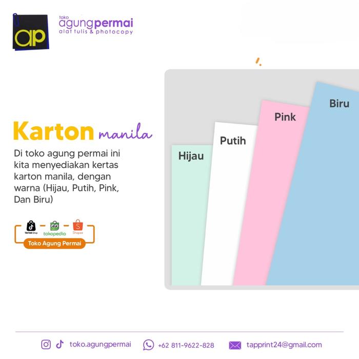 Jual Kertas Karton Manila 210 gsm Ukuran Besar - Putih - Jakarta Utara ...