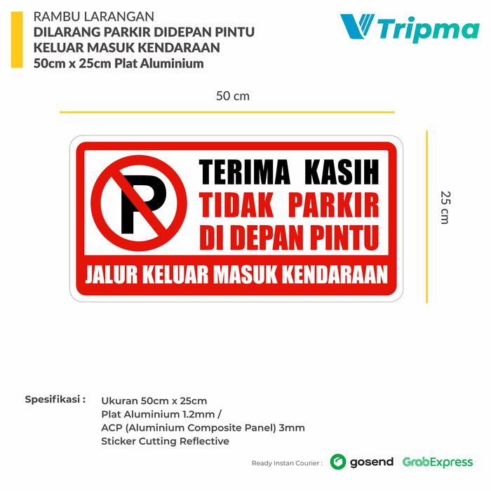 Jual Rambu Dilarang Parkir 50cm X 25cm - Plat Alumunium Sticker ...