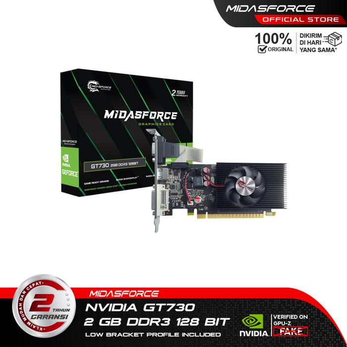 Promo VGA Midasforce Nvidia GT730 DDR3 2GB 128 bit LP Garansi 2 Tahun ...