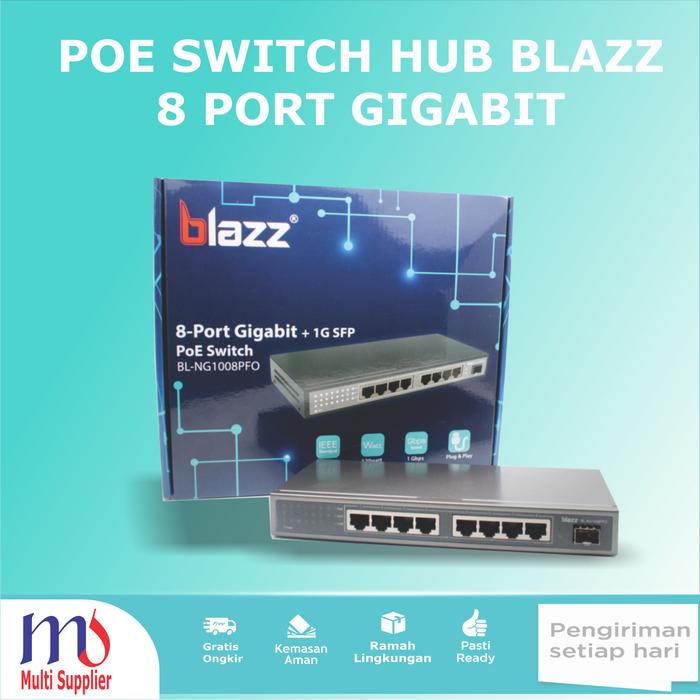 Jual POE SWITCH HUB BLAZZ 8 PORT GIGABIT BL-NG1008PFO GARANSI 1 TAHUN ...