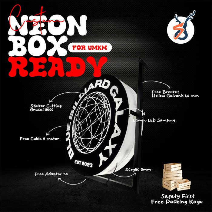 Promo Neon box custom 50 cm dua sisi free breket besi tembok - Kota ...