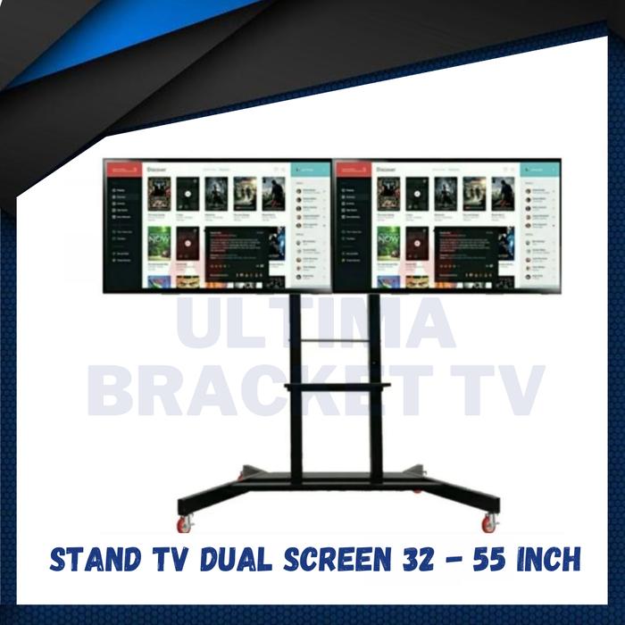 Jual Bracket Stand Tv 32 43 50 55 inch Standing 2 Tv Dorong Tilt Down ...