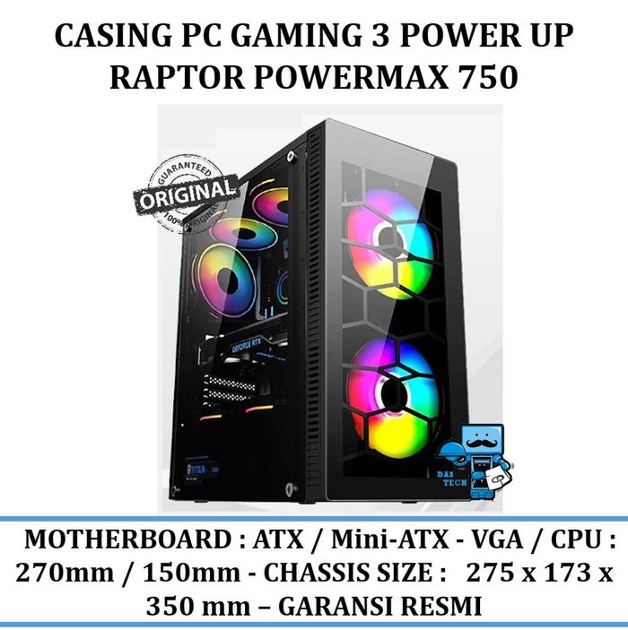 Jual Casing Pc Gaming 3 Power Up Raptor Powermax 750 - Original Produk ...