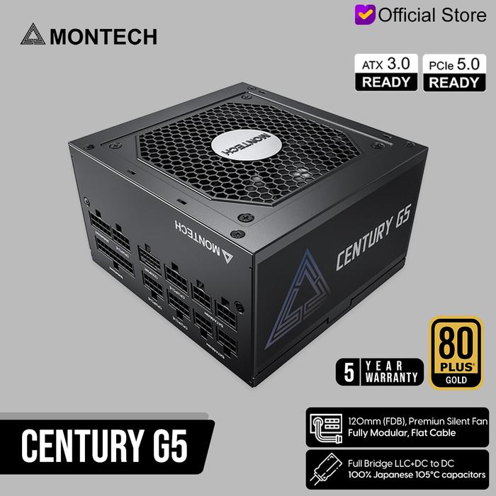 Promo MONTECH CENTURY G5 750W 80Plus Gold Fully Modular PCIe 5.0 ATX ...