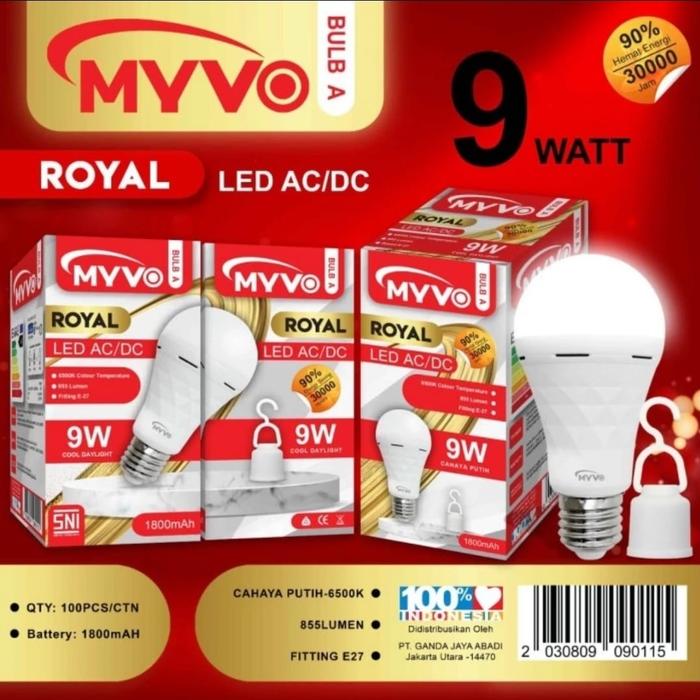 Jual Lampu Led Emergency MYVO ROYAL 9 watt 12 watt 18 Watt AC/DC Genius ...