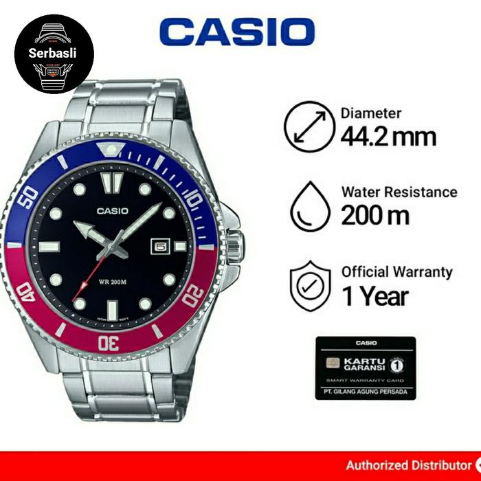 Promo JAM CASIO PRIA DIVER MARLIN DURO PEPSI MDV-107D-1A3 / MDV107D ...