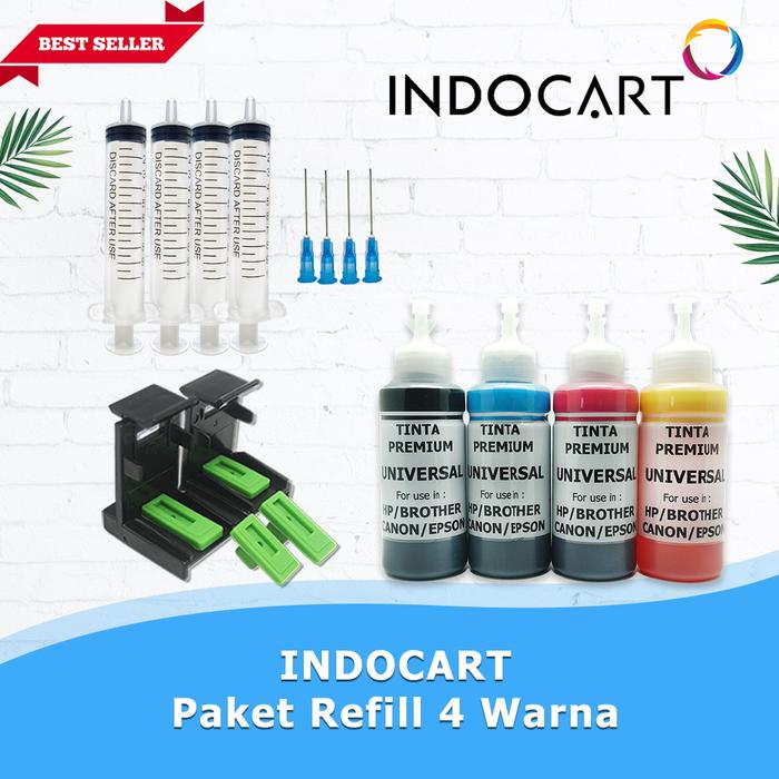 Jual INDOCART Paket Tinta Refill utk Printer HP Brother Canon Epson+Clip - Jakarta Pusat ...