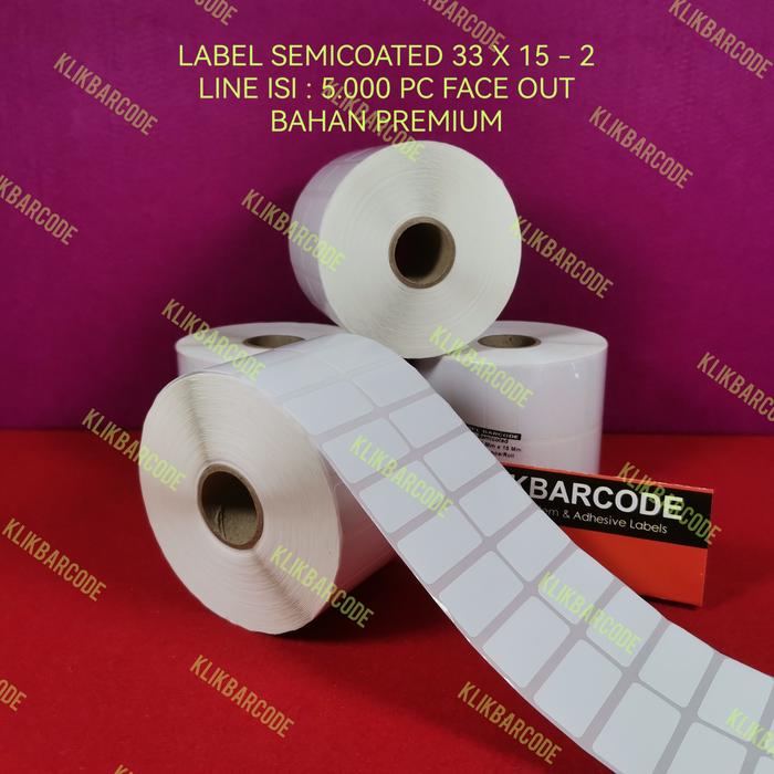 Jual label sticker semicoat 33*15 33x15 2baris isi 5rb face out ...