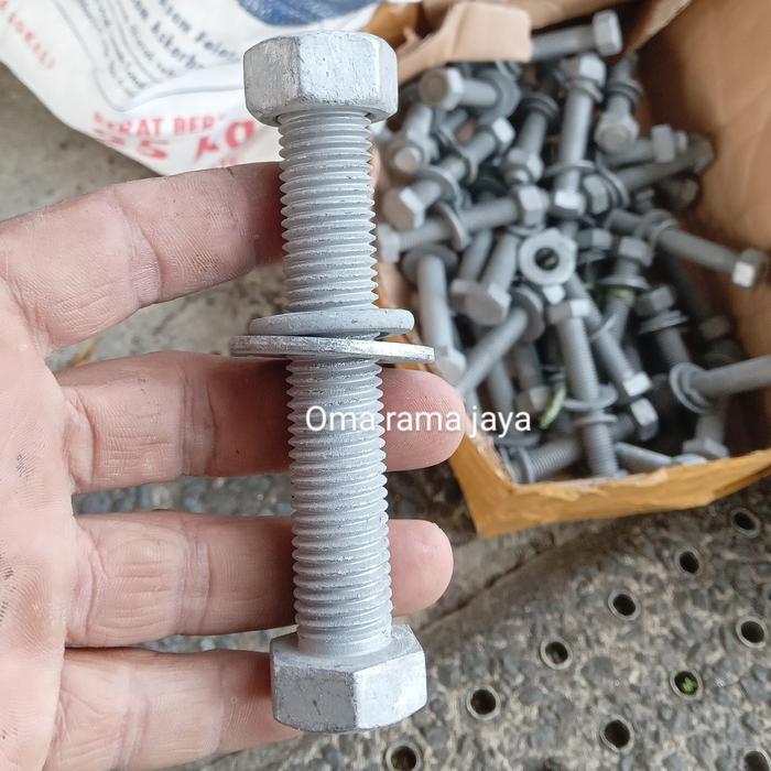 Jual baut mur baja 8.8 hotdip galvanis M10 x 80mm/Hot Deep Galvanis ...