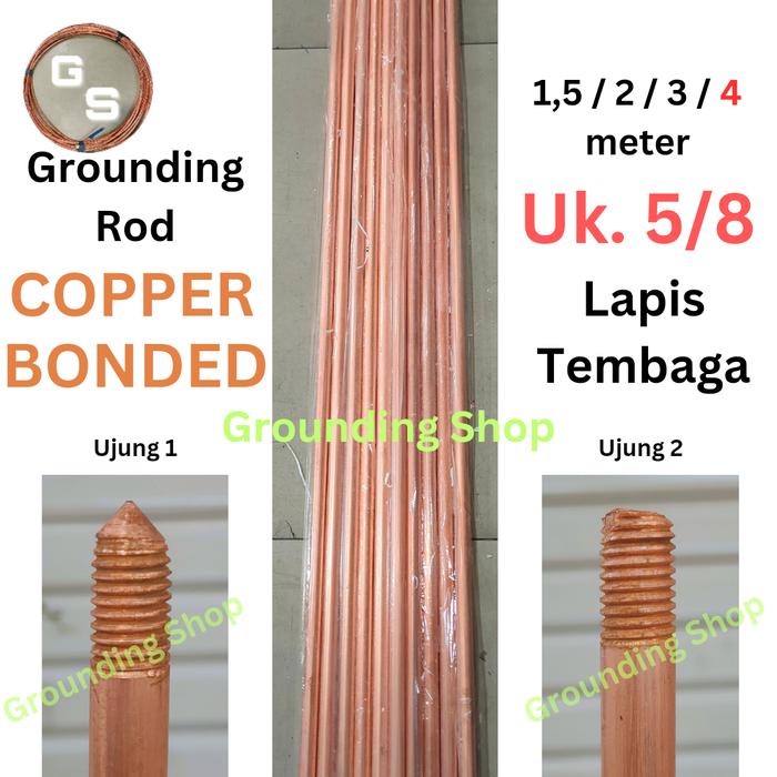 Jual Rod Copper Bonded 5/8 x 4 Meter / Stik Grounding Rod Copper Bonded ...