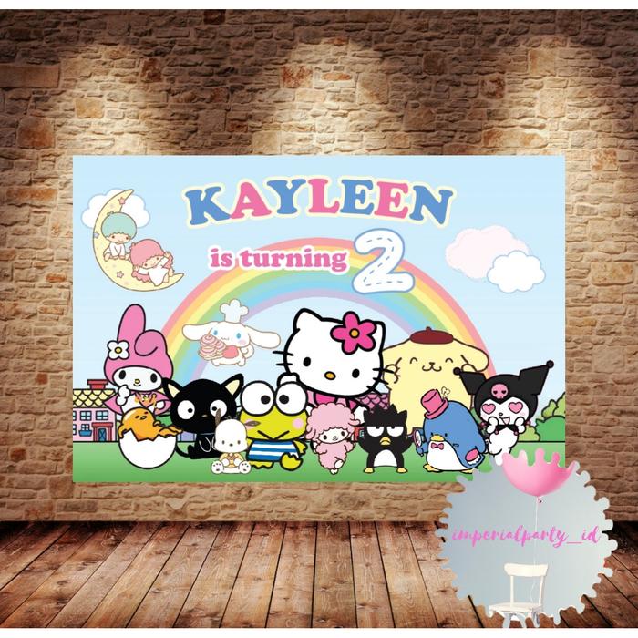 Jual Custom Backdrop Banner Spanduk Happy Birthday Sanrio - 1.5x1.5 m ...